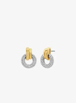 Michael Kors Pavé Interlocking Hoop Earrings - Silver