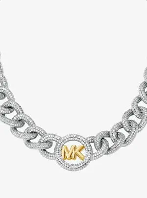 Michael Kors Pavé Logo Curb-link Necklace