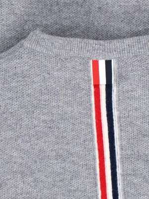 Thom Browne Crewneck Sweater With Tricolor Band - Gray