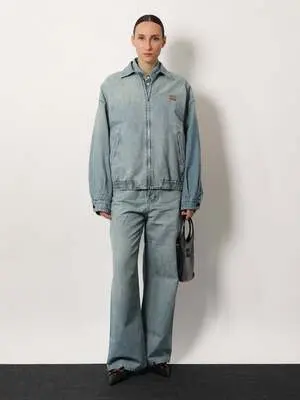 Miu Miu Denim Jacket With Embroidery - Blue