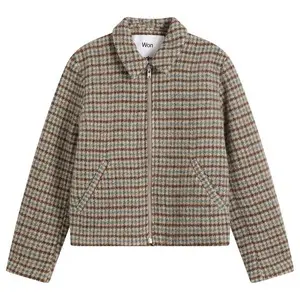 WON HUNDRED Dutton Houndstooth Wool Jacket - Taupe Grey