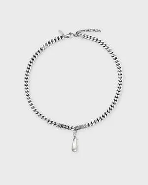 MARIA NILSDOTTER Chunky Chain Drop Pearl Necklace - Silver