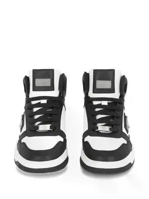 Philipp Plein Perforated Logo Detail High Top Sneakers - White