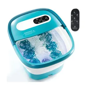 MEDICALKINGUSA Foot Spa With Heat And Massage Electric Rotary Massage Includes A Remote Control A Pumice Stone Collapsible Foot Spa With Heat And Massage Bubbles And - No Color