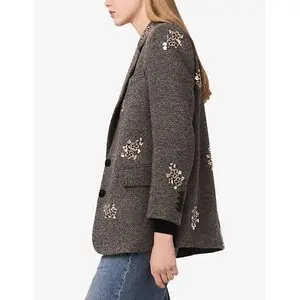 Maje Sequin-embellished Woven Blazer