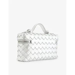 Bottega Veneta Small Leather Cross Body Bag - Silver-silver