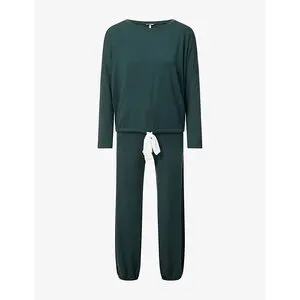 Eberjey Gisele Slouchy Modal-jersey Pyjama Set - Pine/ivory
