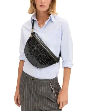 Clare V. Grande Small Croco Embossed Leather Fanny Pack