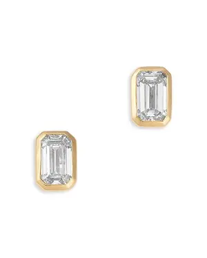Bloomingdale'S Luxe Collection Lab Grown Diamond Emerald Stud Earrings - Gold