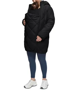 INGRID & ISABEL Longline Puffer Maternity Coat - Black