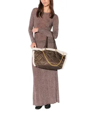 Mz Wallace Medium Madison East/west Tote - Walnut/shearling