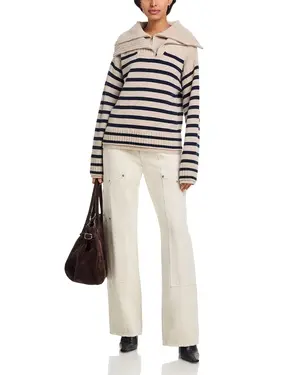 Rag & Bone Ilaria Stripe Half Zip Wool Sweater