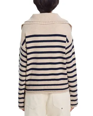 Rag & Bone Ilaria Stripe Half Zip Wool Sweater