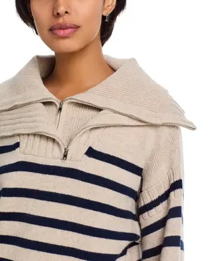 Rag & Bone Ilaria Stripe Half Zip Wool Sweater