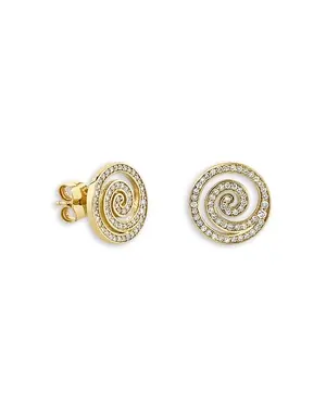 SYDNEY EVAN 14k Yellow Gold Diamond Swirl Stud Earrings