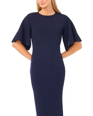 Ted Baker London Flare Sleeve Crew Neck Midi Dress - Classic Navy