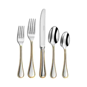 COUZON Lyrique Gold Accent 5 Piece Place Setting - Silver/gold