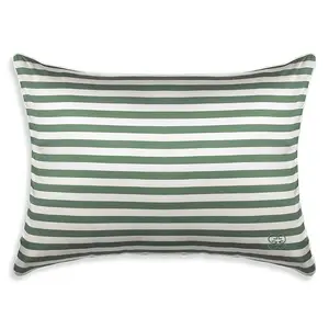 Gingerlily Silk Travel Pillow - Green Ivory Stripe
