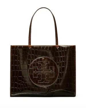 Tory Burch Ella Croc Embossed Small Tote