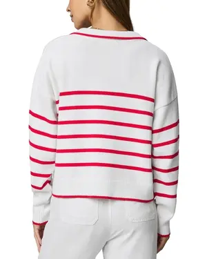 Splendid Arden Striped Polo Sweater - White/rouge