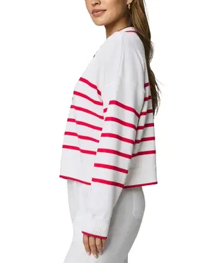 Splendid Arden Striped Polo Sweater - White/rouge