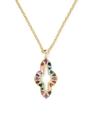 Kendra Scott Abbie Stone Open Frame Pendant Necklace - Multi/gold