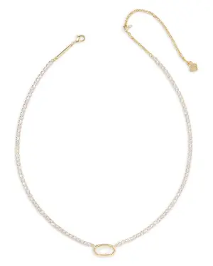 Kendra Scott Elisa Cubic Zirconia & Mother Of Pearl Tennis Necklace - Gold