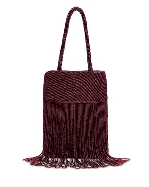 REFORMATION Valentina Mini Beaded Shoulder Bag - Burgundy