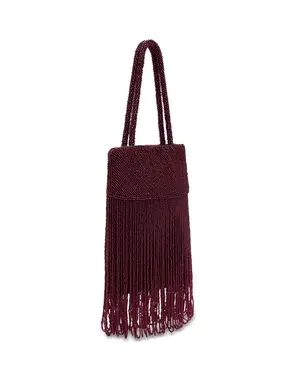 REFORMATION Valentina Mini Beaded Shoulder Bag - Burgundy