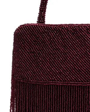 REFORMATION Valentina Mini Beaded Shoulder Bag - Burgundy