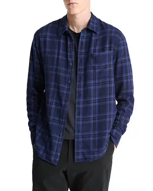 Vince Big Horn Plaid Separate Placket Classic Fit Button Down Shirt