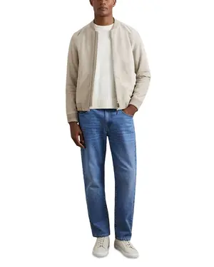 REISS Burnham Suede Bomber Jacket - Light Grey