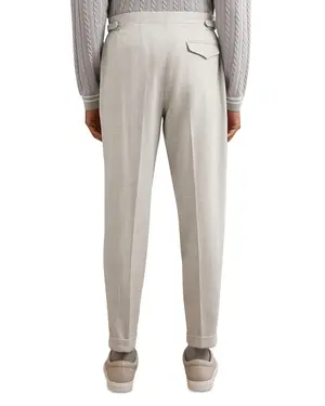 REISS Textured Side Adjuster Trousers - Soft Grey