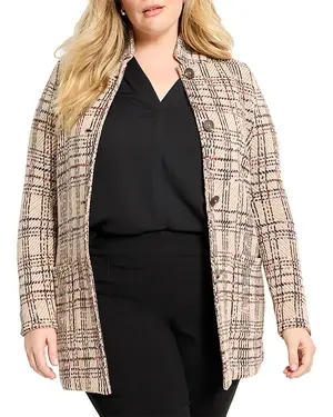 NIC+ZOE Stitchy Plaid Knit Blazer