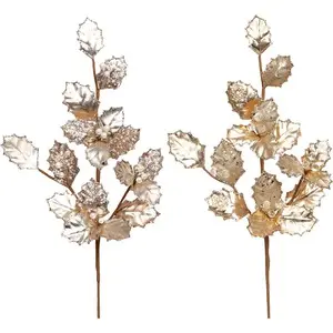 MARK ROBERTS Gilded Holly Spray Stem - Gold