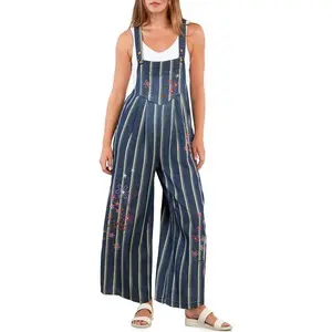 BILLY T In Full Bloom Overalls - Indigo Cabana Str