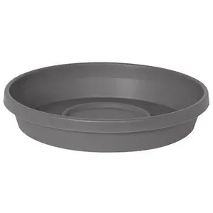 BLOEM Terra 13 Inch Resin Saucer, Charcoal - Gray