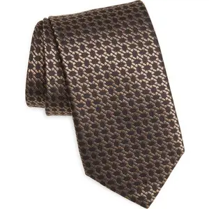 Canali Geometric Silk Necktie - Brown