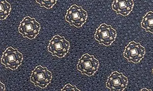 Canali Medallion Silk Neck Tie - Navy