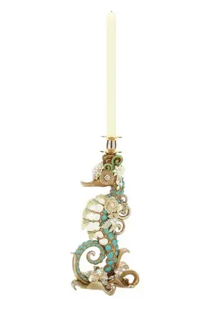 MARK ROBERTS Jeweled Seahorse Finial Candleholder - Turquoise