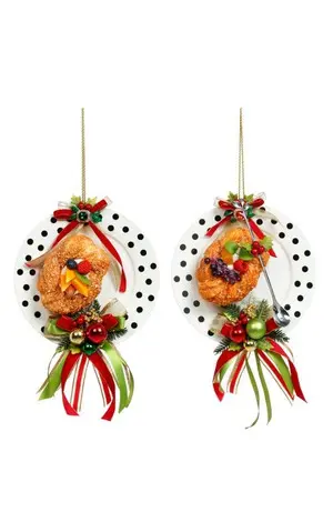 MARK ROBERTS Plate Pokadots With Sweets Ornament - Red