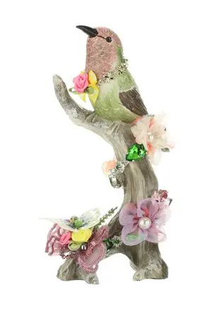 MARK ROBERTS Jeweled Bird On Trunk - Light Green