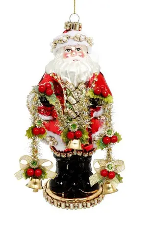 MARK ROBERTS Jeweled Santa Ornament - Red
