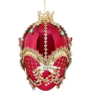MARK ROBERTS Faberge Jewel Egg Ornament - Medium Red