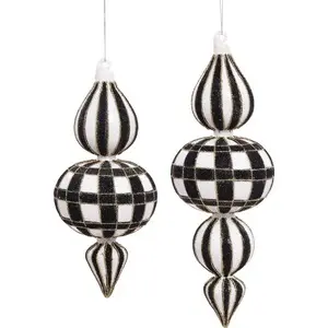 MARK ROBERTS Elegant Fancy Stripes Finial - Black