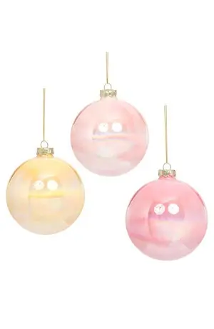 MARK ROBERTS Shinny Marblelized Ball Ornaments - Light Pink