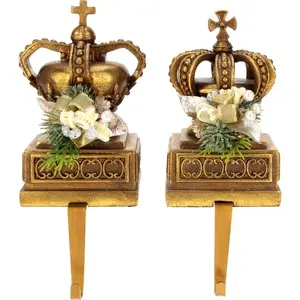 MARK ROBERTS Jeweled Crown Stocking Holder - Gold