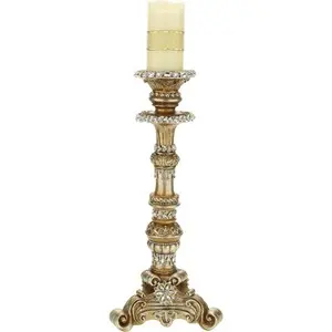 MARK ROBERTS Jeweled Pillar Candleholrder - Gold