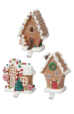 MARK ROBERTS Gingerbread House Stocking Holder - Brown