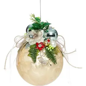 MARK ROBERTS Floral Jeweled Ball Ornament, Frosted - Frosted Gold